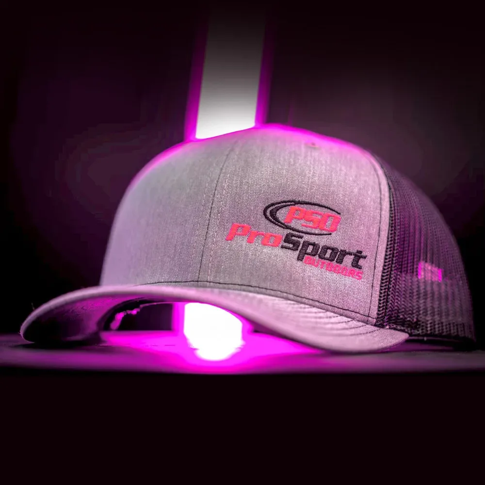 PSO Heathered Gray, Black, & Pink Richardson 112 Snap Back Hat