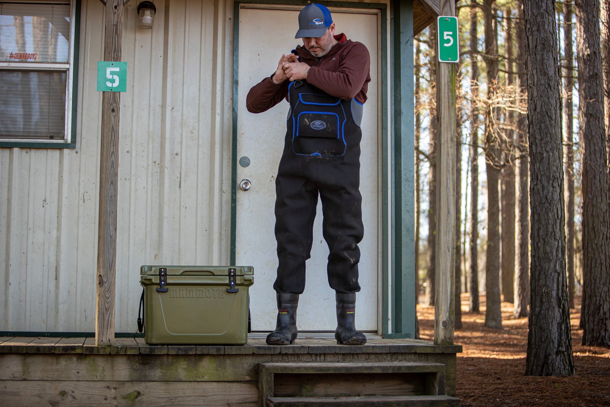 Men's Neoprene Waders - Black with Blue Trim